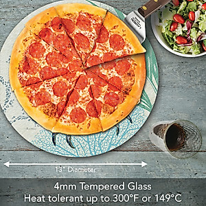 Counterart Oceana 4mm Heat Tolerant Tempered Glass Lazy Susan Turntable 13" Diameter Cake Plate Condiment Caddy Pizza Server