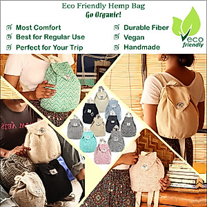 Hemp small bag for women Girls Light Weight Eco Friendly Small cute backpack Bag for everyday lives (Ivory)