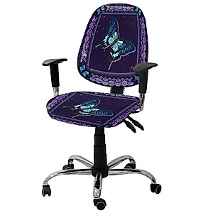 Big buy store Office Chair Cover Butterfly Protective Stretchable Universal Computer Chair Covers Purple Starry Sky Starlight Stretch Rotating Chair Slipcover