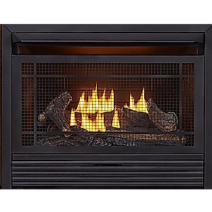 Duluth Forge Dual Fuel Ventless Gas Fireplace System with Mantle, Thermostat Control, 5 Fire Logs, Use with Natural Gas or Liquid Propane, 26000 BTU, Heats up to 1350 Sq. Ft., Gingerbread Finish