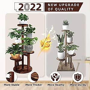 Myuilor Plant Stand, Wood Corner Plant Shelf for Indoor Multiple Plants, 5 Tiered Tall Plant Holder Flower Planter Display Rack for Living Room Balcony Outdoor Patio Garden