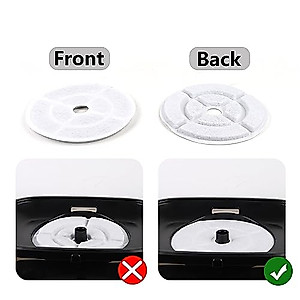 SIBAYS 6 Pack 7" Large Size Activated Carbon Cat Water Fountain F-ilters Replacement 300oz/9L Water Fountain with 5 Layers F-iltration System Pet Water Fountains,Coconut Shell and PP Cotton