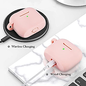 AIRSPO AirPods 3rd Generation Case Cover 2021, Silicone Protective Accessories Skin with Apple AirPods 3 Case with Keychain, Wireless Charging, Front LED Visible (Pink)
