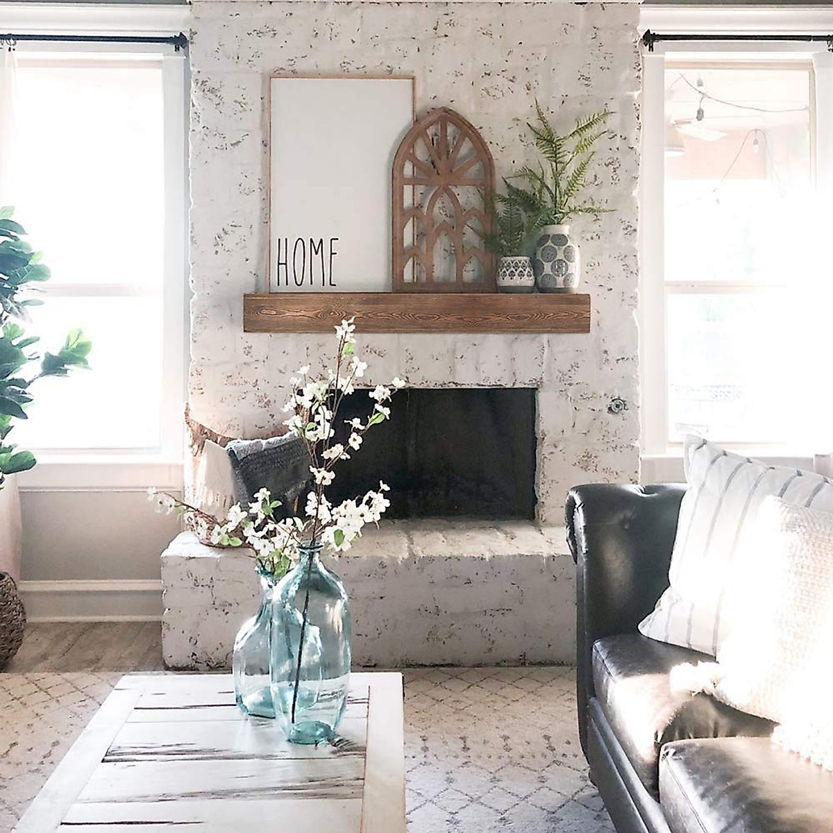 WELLAND 36 Inches Rustic Floating Shelf for Living Room, Bathroom, Bedroom & Kitchen, Solid Wood Wall Shelf (36"x6"Dx6 H)