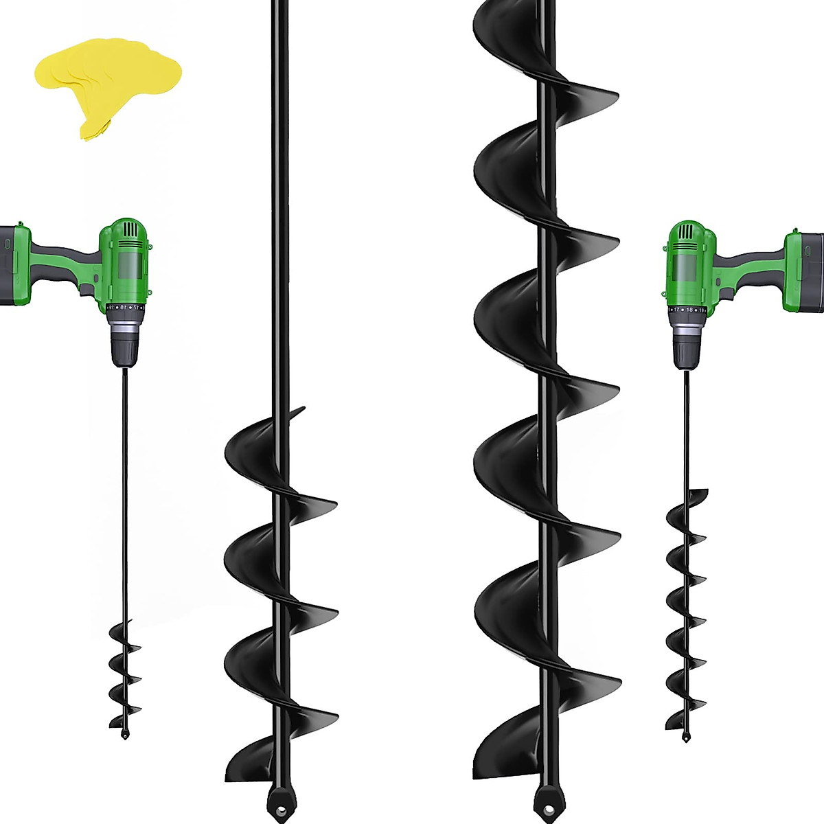 Auger Drill Bit for Planting 2 Pack 3x24inch and 1.6x16.5inch Garden Auger Spiral Drill Bit for Planting Bulbs Flowers Planting Auger for Drill Post Hole Digger for 3/8” Hex Drill