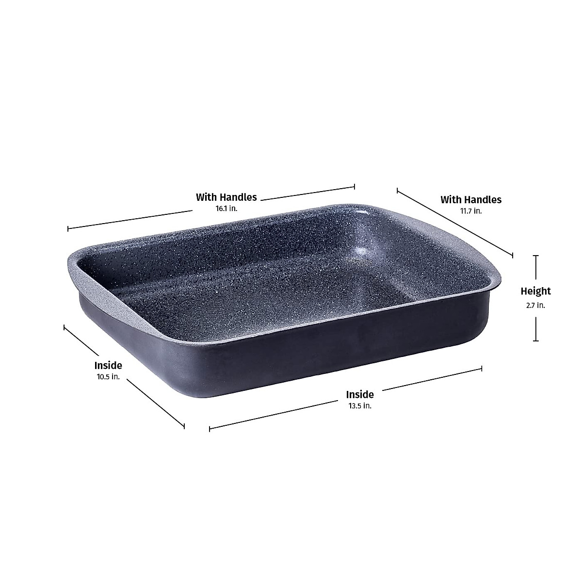 Ceramic Coated Roasting Pan/Lasagna Pan - With Natural Nonstick Coating, Safe For StoveTop and Oven Use / 16.1 x 11.7 x 2.7 inch
