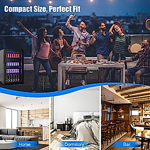 COSTWAY Beverage Refrigerator and Cooler - 120 Can Mini Fridge with Glass Door, Removable Shelves for Soda Beer Wine, Small Drink Refrigerator for Home Office Bar, 3.2 cu.ft.