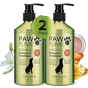 Pawfume Dog Shampoo and Conditioner – Hypoallergenic Dog Shampoo for Smelly Dogs – Best Dog Shampoos & Conditioners – Probiotic Pet Shampoo for Dogs – Best Dog Shampoo for Puppies (Show Dog, 2-Pack)