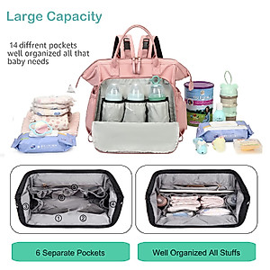 PAOIXEEL Large Capacity Diaper Bag Tote, Water-Resistant Nylon 3 Ways Travel Backpack and Should Bag with Anti-Theft Pockets, Black-Silver
