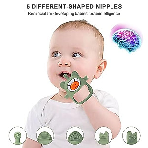 MQGX Baby Teething Toys, Silicone Teether Toys for Babies 0-6 Months Never Drop Pig BPA Free Chew Toys (Water Red)