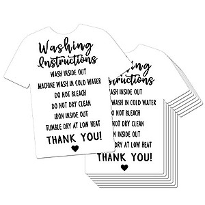 50 T-Shirt Washing Instructions Cards - Care instruction