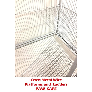 64" Extra Large Wrought Iron Double Center Divider 3-Floors Cage Guinea Pig Ferret Chinchilla Sugar Glider Hamster Mice Rat Rabbit Detachable Rolling Stand
