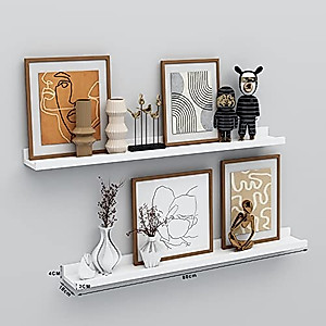 love furniture 31 Inch White Floating Shelves Wall Mounted Set of 2, Wall Mounted Wood Shelves for Bedroom, Living Room, Bathroom, Kitchen