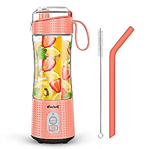 Elechelf Portable Blender, Personal Size Blender Smoothies and Shakes, Mini Blender USB Rechargeable, Handheld Blender Sports,Travel,Gym (Orange)