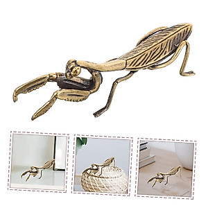 CRAFTHROU Mantis Craft Decor Mantis Figurine Desktop Mantis Decor Face Stencils Chinese Decorations Mantis Statue Ornament Small Mantis Statue Cabinet Mantis Statue Mini Mantis Model Copper