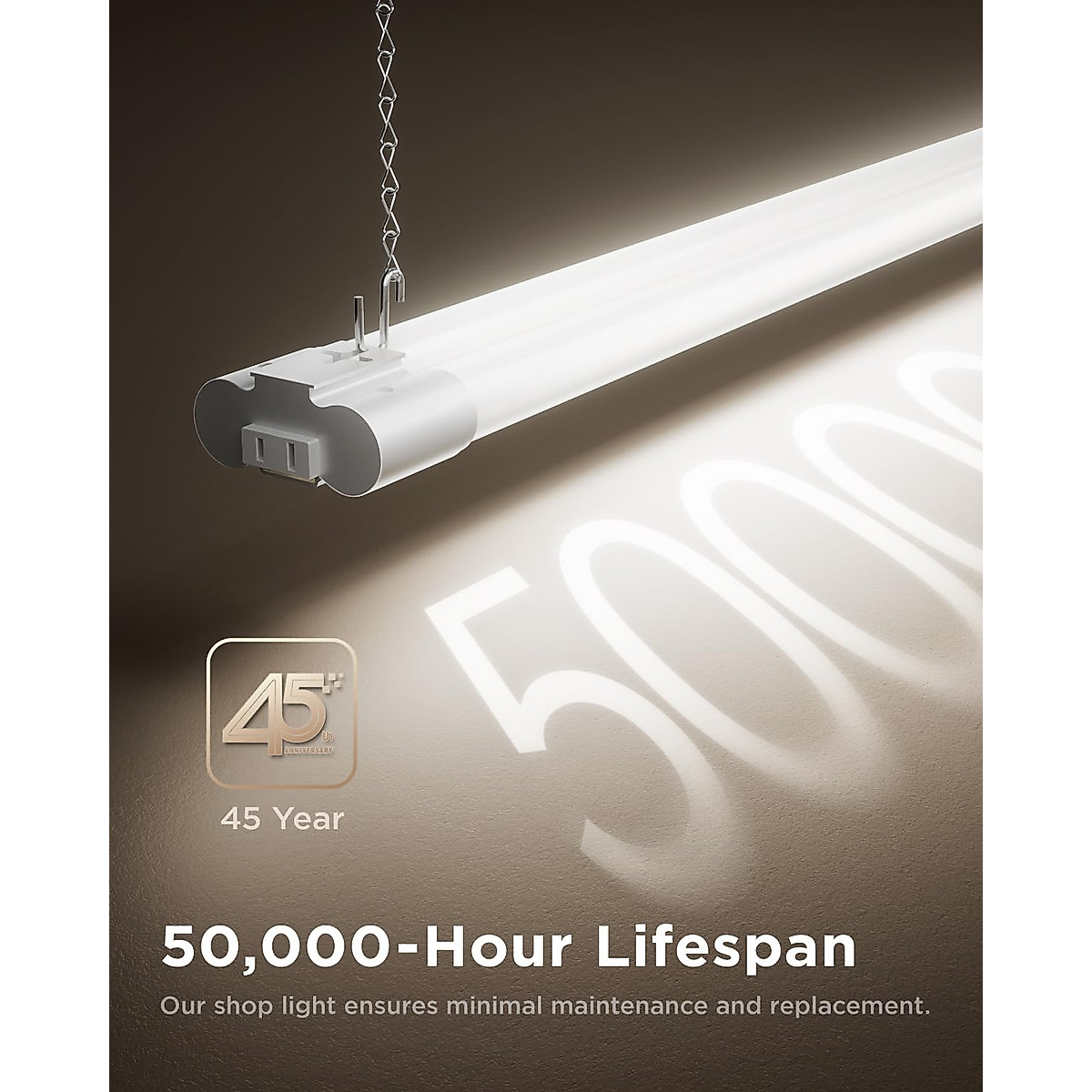 Sunco Linkable LED Utility Shop Light, 4500 LM, 5000K Daylight, 4 FT, 48 Inch Integrated Fixture for Garage, 40W Equivalent 150W, Surface + Suspension Mount, White 4 Pack