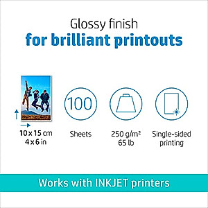 HP Advanced Photo Paper, Glossy, 4x6 in, 100 sheets (Q6638A)