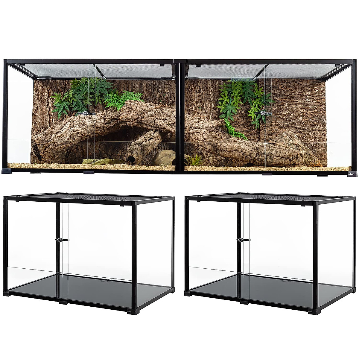 OIIBO Upgrade Extra-Long Reptile Terrarium, 72" x 24" x 24" Extra Large Spliceable Reptile Glass Tank with Double Front Sliding Doors for Adult Reptiles Boa Snake Bearded Dragon Gecko Etc