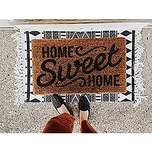 USTIDE Cotton Rug Black&Cream Boho Rag Rug Washable Farmhouse Bath Tassel Rug Doormat Hand Woven Fringe Rug Chindi Rug 2’×3’