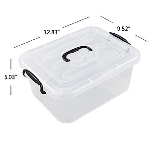 Uumitty 8 L Plastic Storage Bin Tote Organizing Container with Lid and Latching Buckles, Stackable and Nestable, 2 Pack