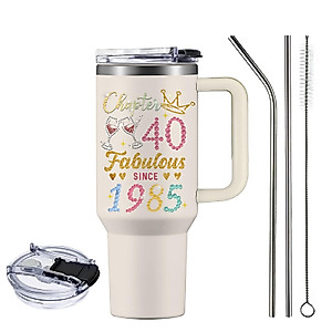 40th Birthday Gifts for Women, 1985 Birthday Insulated Tumbler 40oz, 1985 Birthday Gifts for Women, 40 and Fabulous Birthday Gifts for Women Turning 40 Year Old Gifts For Women Her Friend Sister Wife