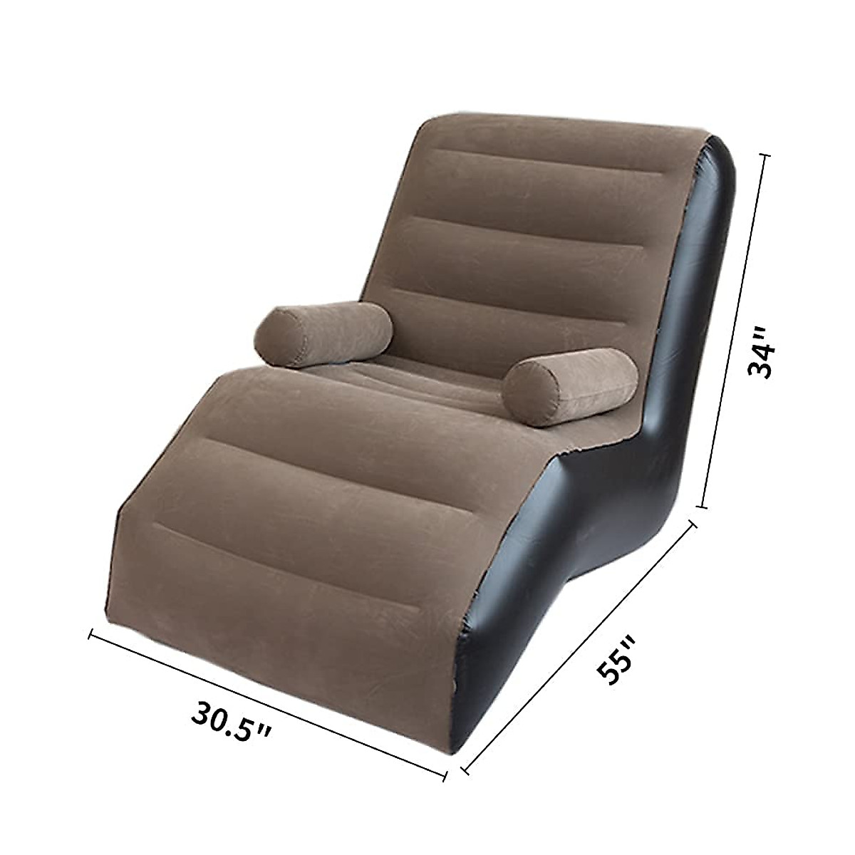 ungh Inflatable Lazy Sofa Chair with Household air Pump, Foldable Lounge Chair with Armrests for Living Room, Bedroom, Office,Travel, Camping （Brown）