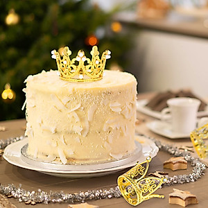 30 Pcs Gold Crown Cake Topper Mini Small Crowns Pearl Rhinestone Princess Cupcake Toppers for Flower Arrangements Glittering Cake Decoration for Girl Lady Bridal Wedding Birthday Party, 3 Style