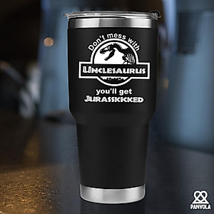 Don't Mess With Unclesaurus You'll Get Jurasskicked Funny New Uncle Gifts From Niece Nephews Brother Fathers Day Tio Birthday Anniversary Retirement Vacuum Insulated Tumbler Stainless Steel (30 oz)