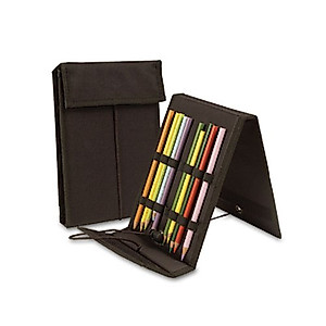 SoHo Urban Artist 24 Slot Pencil Case for Colored Pencil, Markers, Pen, Brushes Durable Nylon Organizer Opens to Easel Stand - Black