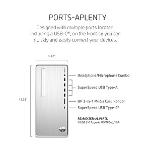 HP Pavilion Desktop PC, AMD Ryzen 7 5700G, 16 GB RAM, 512 GB SSD, Windows 11 Pro, Wi-Fi 5 & Bluetooth Connectivity, 9 USB Ports, Wired Mouse and Keyboard Combo, (TP01-2022, 2021) (Renewed)