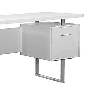 Monarch Specialties White Hollow-Core/Silver Metal Office Desk, 60-Inch