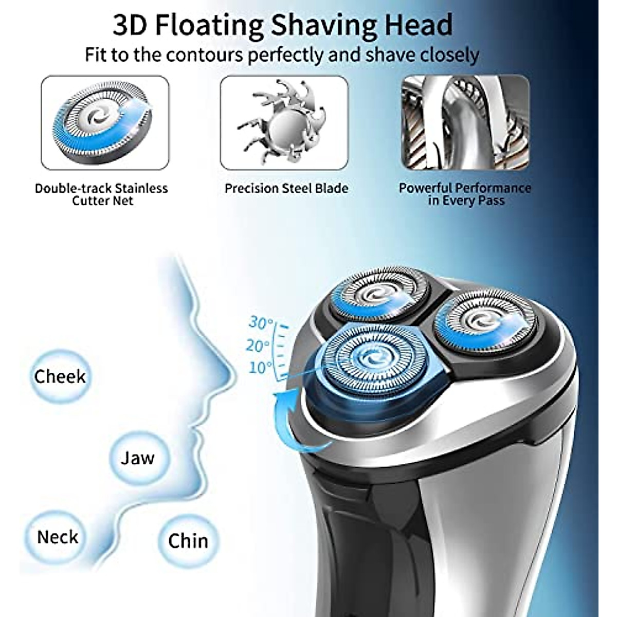 Electric Shavers Men, Mayeec Electric Shaver for Men Cordless Rechargeable,Electric Razor for Men Wet&Dry Waterproof,Mens Shaver with Pop-up Beard Trimmer,Rotary Shaver with LED Display Travel Lock