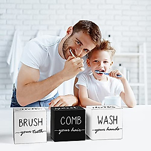 Farmhouse Set of 3 for Bathroom Decor Funny Bathroom Sign with Unique Sayings Rustic Wooden Bathroom Shelf Decor Cute Black and White Bathroom Decor For The Guest Restroom Home Decoration