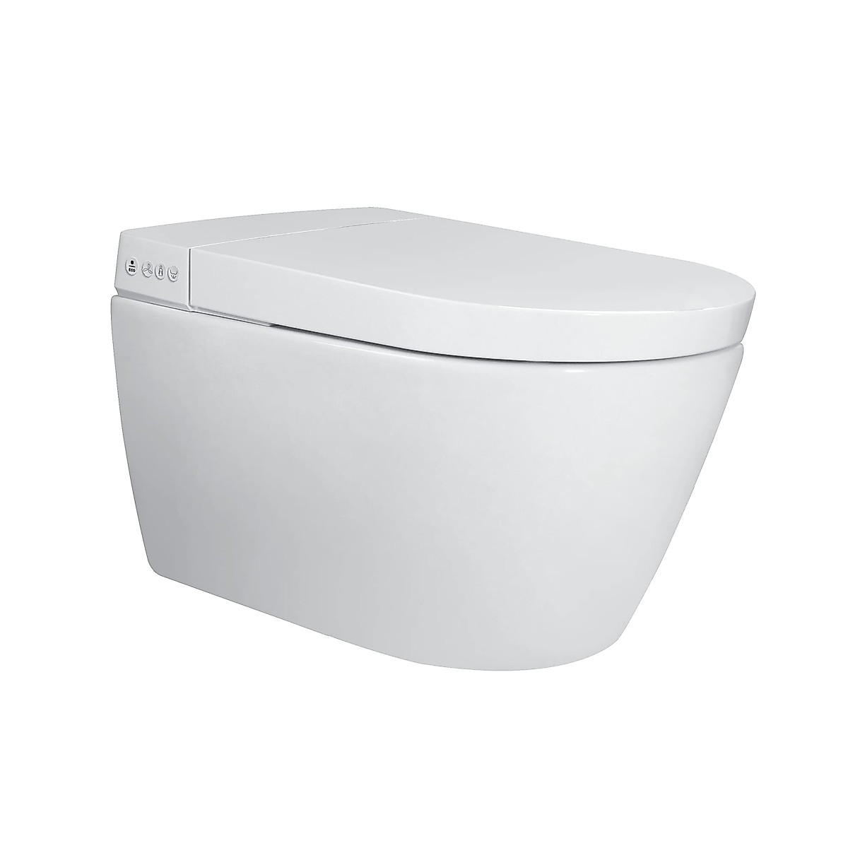 Aqueous In-Wall Smart Toilet Combo Set – Complete System with Toilet Bowl, Bidet Toilet Seat, Tank, Carrier for 2x4 Studs, Chrome Push Buttons, Round and Elongated Compatibility