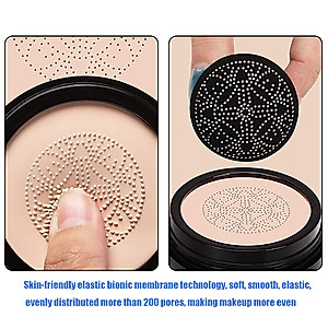 Mushroom Head Air Cushion CC Cream, CC Cream Foundation, Moisturizing BB Cream Foundation Long-Lasting Coverage of Blemishes, Matte Even Skin Tone Nude Makeup Base Primer(02#, Natural)