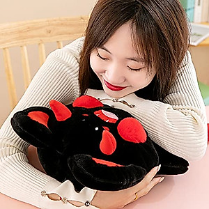 PEACH CAT Cute Cat Plush Pillow Kitten Plushie Devil Cat Stuffed Animal for Kids Black and Red 15.7"