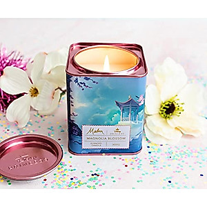Disney Princess Home Collection Mulan 11-Ounce Scented Tea Tin Candle with Magnolia Blossom Fragrance | 28-Hour Burn Time | Home Decor Housewarming Essentials, Cute Gifts and Collectibles