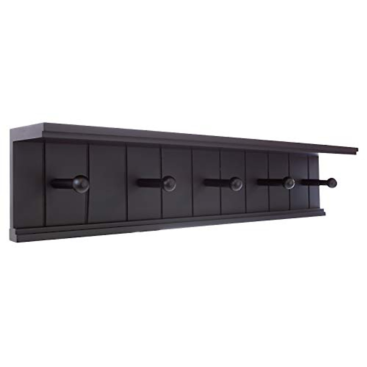 kieragrace Kian Wall Shelf with Five Pegs - Black, 24" by 5.25"