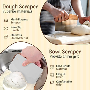 Banneton Bread Proofing Basket Set Sourdough Starter Kit Round 9" Rattan Proofing Basket, 36oz Large Wide Sourdough Starter Jar, Bread Lame, Sourdough Bread Baking Supplies, Banneton Basket Gift Set