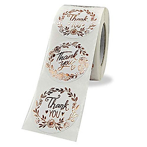 PMCDS2G Thank You Stickers Roll in Two Styles Rose Gold 1.5inch 500 Unitsfor Festival Card, Gift Wraps, Tags, Mailer Bags. #ONLY Sold by MCD_Globe is Genuine#