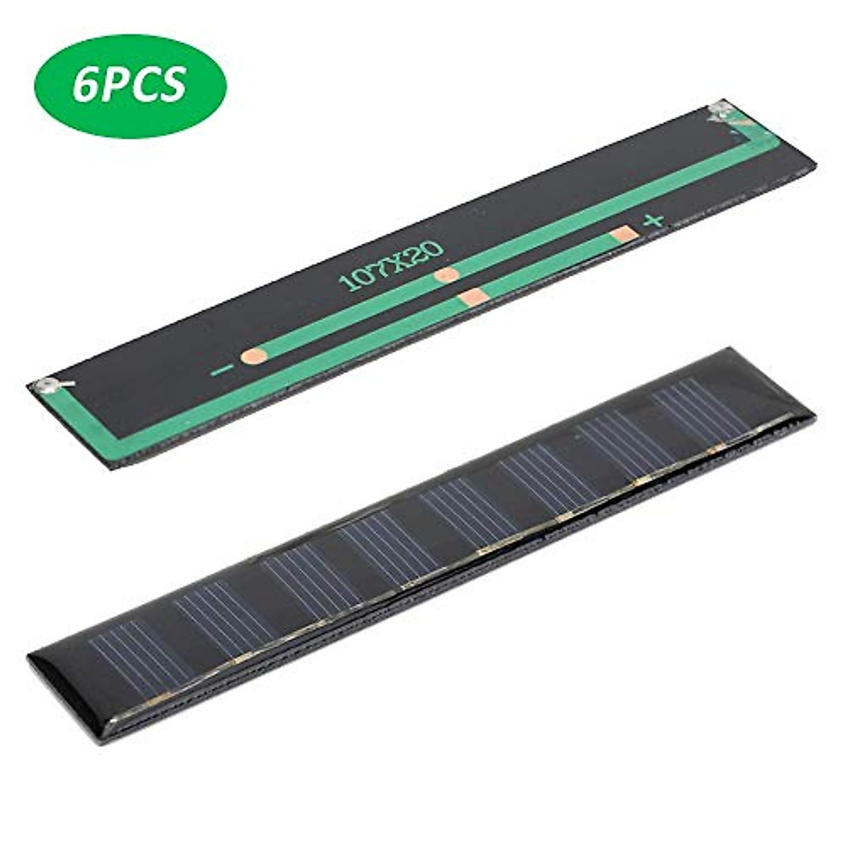 6Pcs Solar Panel, Polysilicon Board Solar Panel, Outdoor Emergency Solar Charger 0.3W 4V Rechargeable 2.4V 3V Battery 107x20MM Mountaineering Camping Supplies