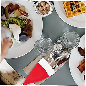 SEWACC 24pcs Christmas Santa Hats Silverware Holders Mini Christmas Hat Christmas Cutlery Holders Xmas Party Table Dinnerware Flatware Decor