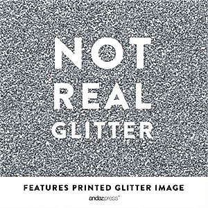 Andaz Press Wedding Party Signs, Glitzy Silver Glitter, 8.5x11-inch, Ladies Gentlemen Bathroom Basket Compliments of Bride Groom, 2-Pack