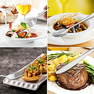 Silverware Set, 20 Piece Flatware Cutlery Set Stainless Steel Kitchen Utensils Service for 4, Dishwasher Safe, Mirror Polished Dinner Knife, Fork, Spoon for Home and Restaurant Christmas Gift (Silver)