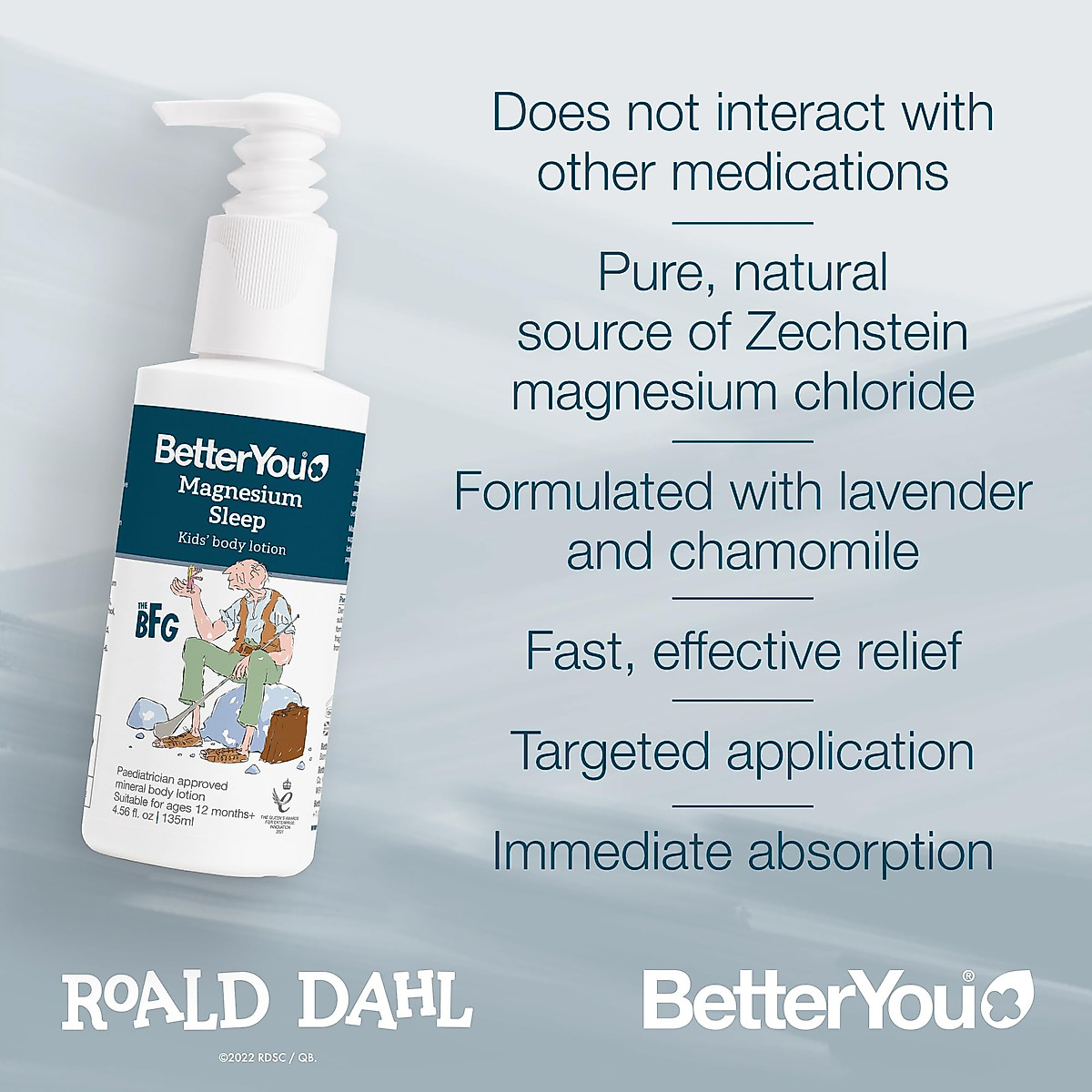 BetterYou Magnesium Sleep Body Lotion - Relaxing Kids Body Lotion - Magnesium Cream WIth Lavender And Chamomile - For Children One And Up - 4.56 oz