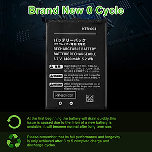 WUHAO for New Nintendo 3DS N3DS Replacement Battery KTR-003 Battery with Adhesive Tape Tool Repair Kit