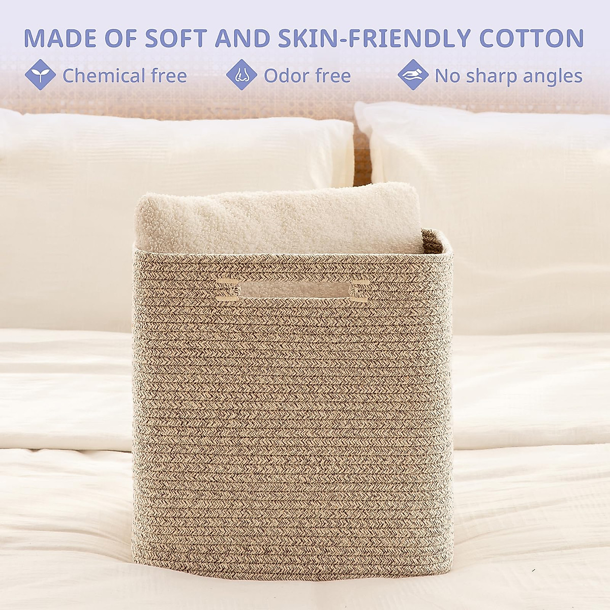 OIAHOMY Storage Cubes, 13 Inch Cube Storage Organizer, Collapsible Storage Bins, Baskets for Organizing, Storage Bins for Shelves-Brown, 2-PACK