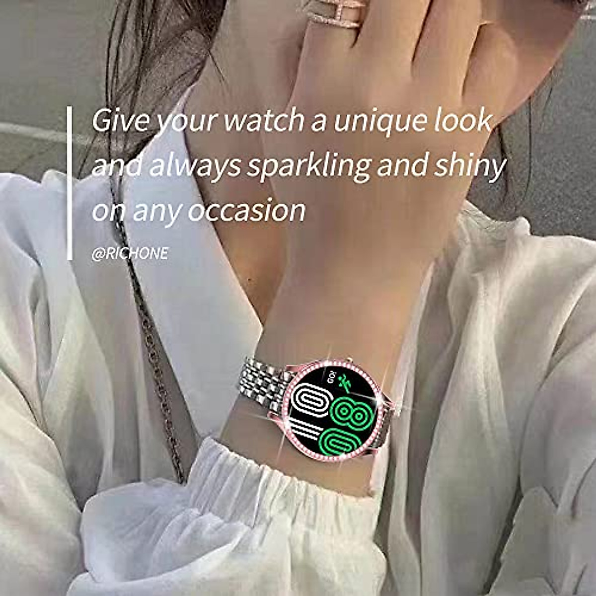 RICHONE [6Pack] Bling Case Compatible with Samsung Galaxy Watch 4 40mm 44mm Protector, Diamonds Cover Hard PC Bumper Frame (6 Colors, Watch 4 40mm)