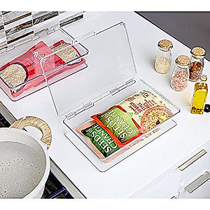 iDesign Kitchen Binz BPA-Free Plastic Stackable Organizer Box with Lid - 7.26" x 10.75" x 2.37", Clear
