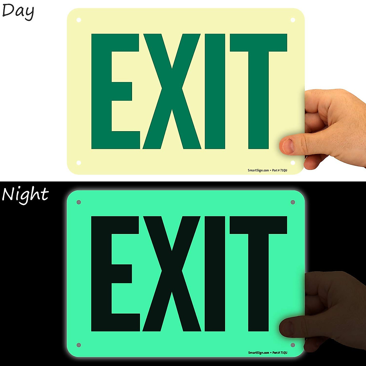 SmartSign "Exit" Sign | 7" x 10" Glow-in-The-Dark Aluminum